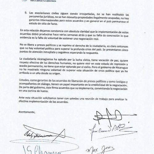 Presentamos carta a Testigos, Acompañantes y Garantes Internacionales ...